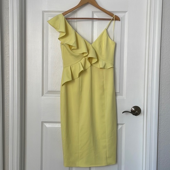 JAYGODFREY | Dresses | Jay Godfrey Yellow Ruffled Midi Dress | Poshmark